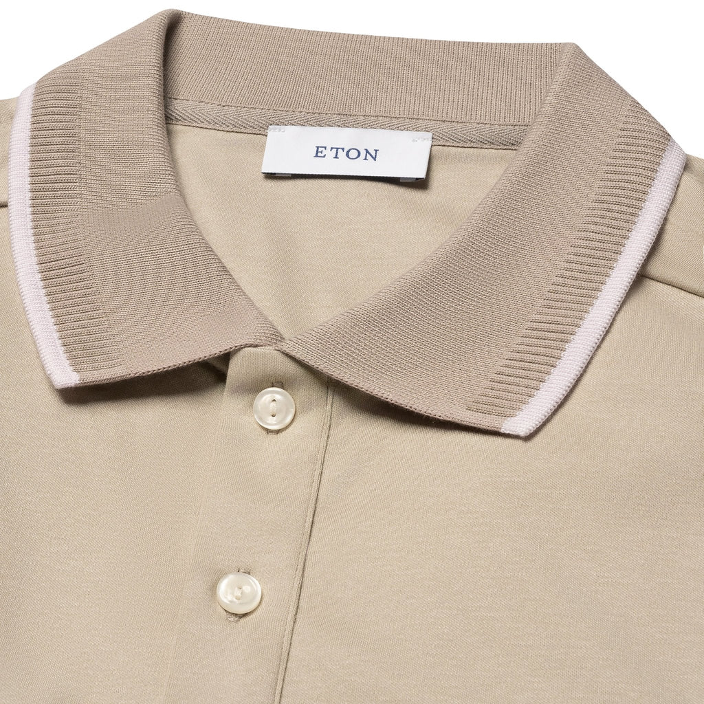 Beige Cotton Interlock Polo Shirt | Eton Shirts | Leonard Silver