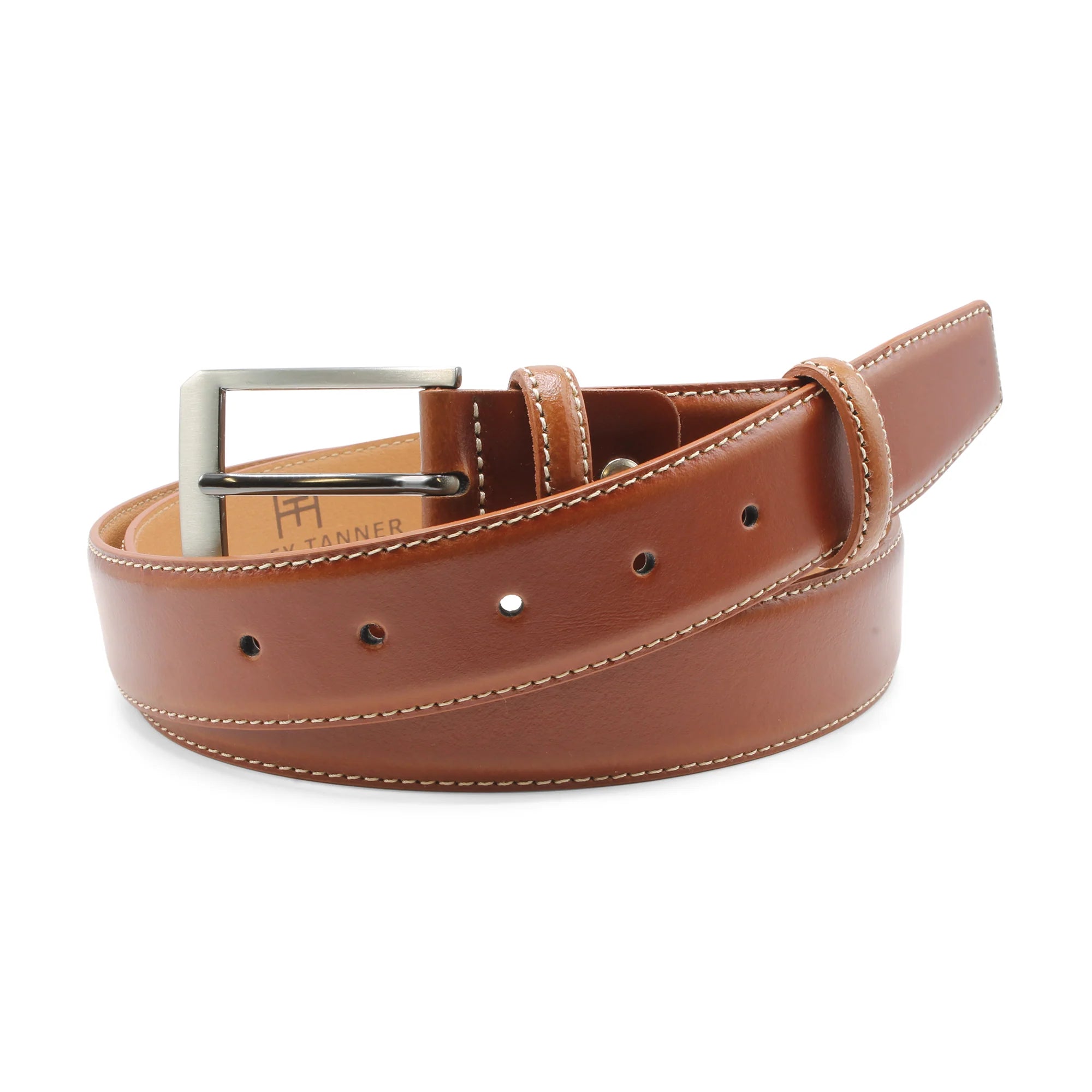 Classic Nappa Cognac Belt - Leonard Silver