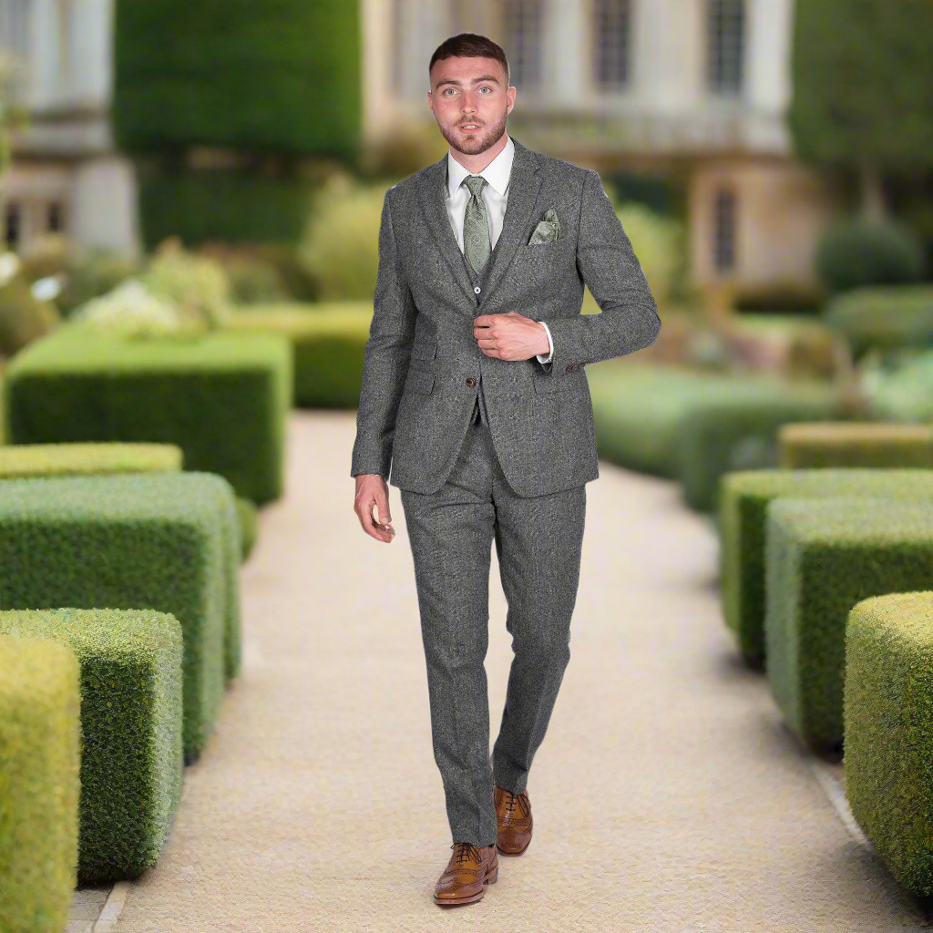Hunter Grey Plain Weave Tweed Suit - Leonard Silver