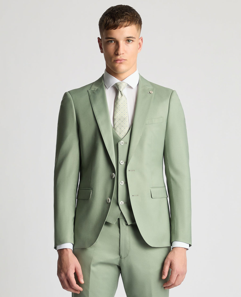 Sage Green Lanito 3 Piece Suit - Leonard Silver