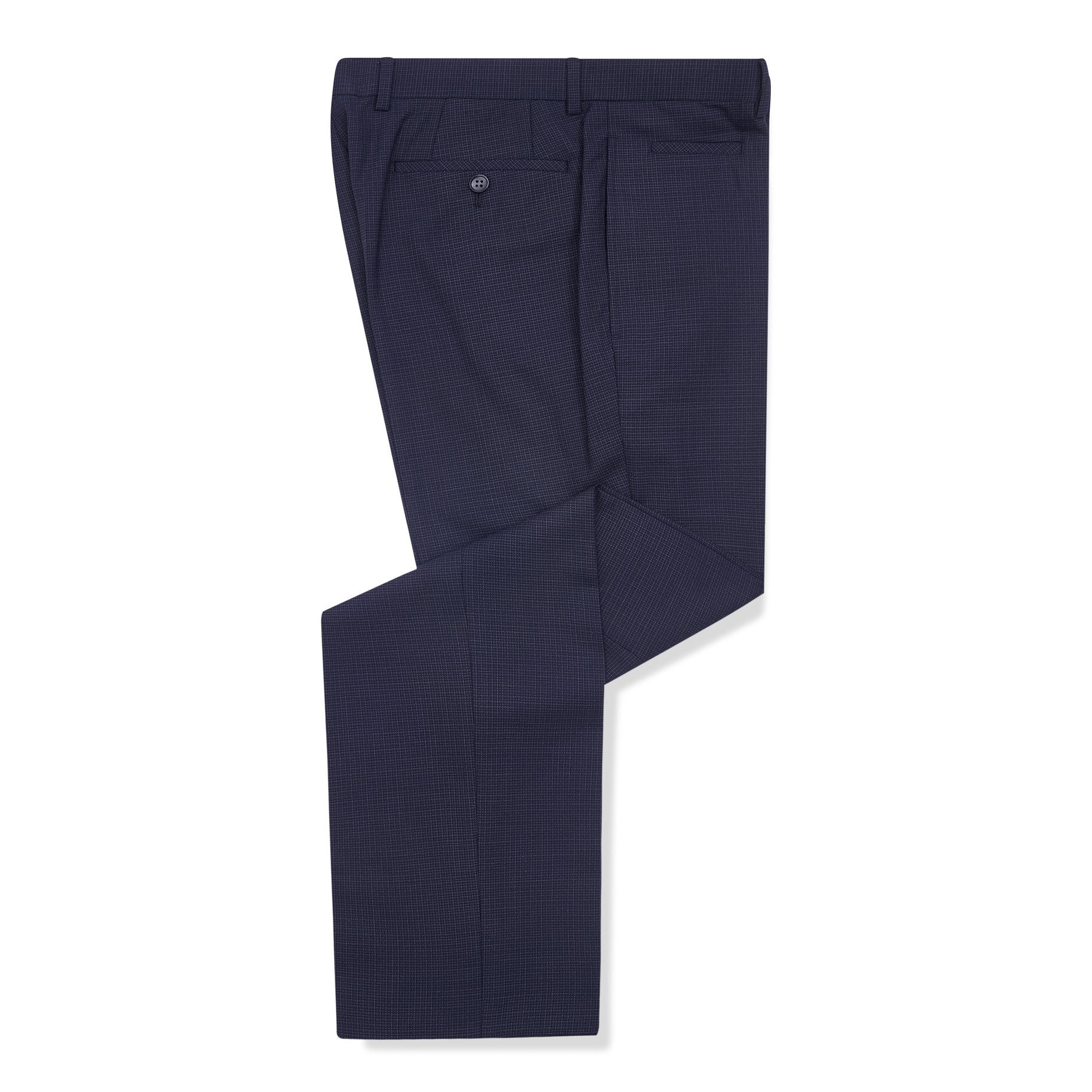 Blue Mini Check Trousers - Leonard Silver
