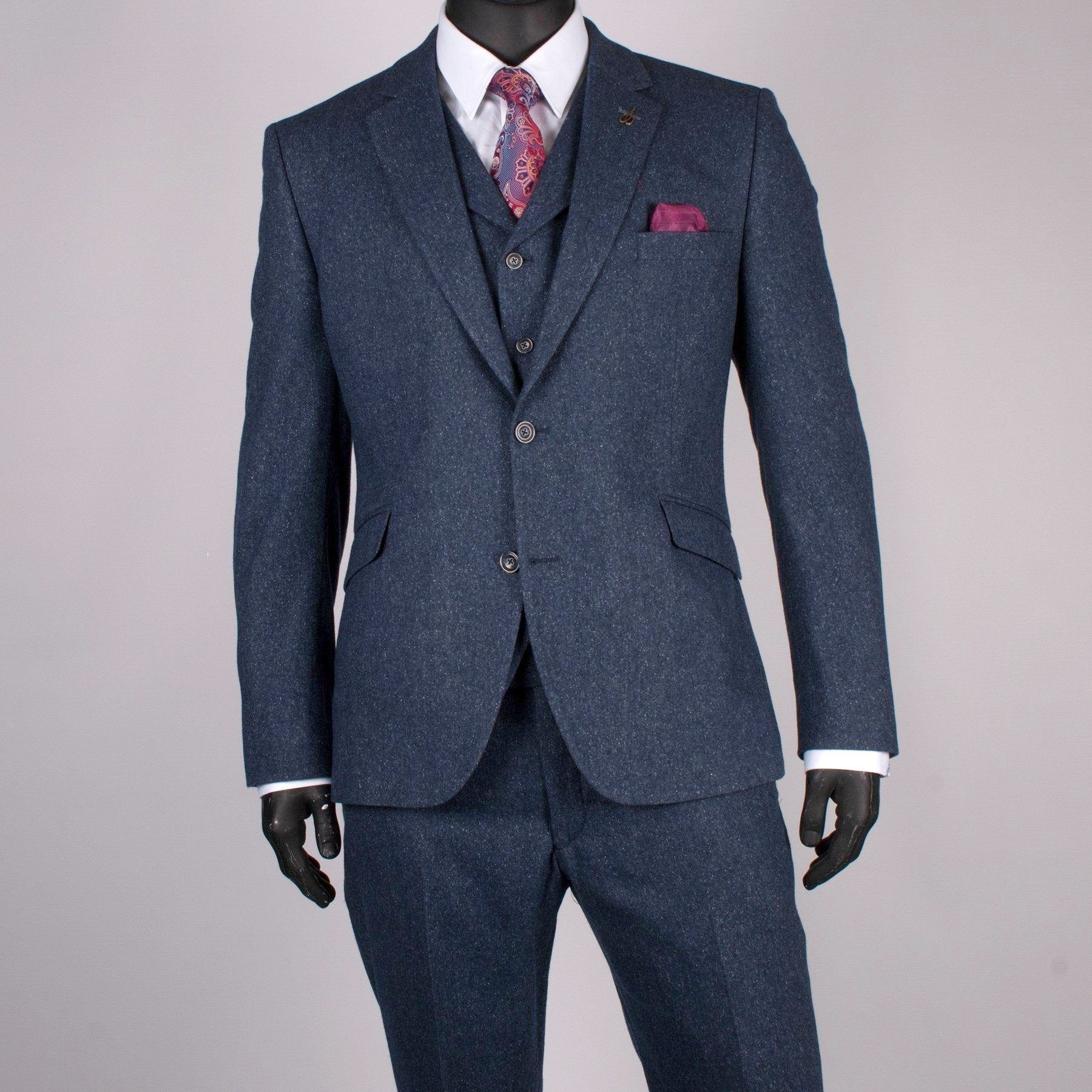 Blue Wool Silk Jacket - Leonard Silver