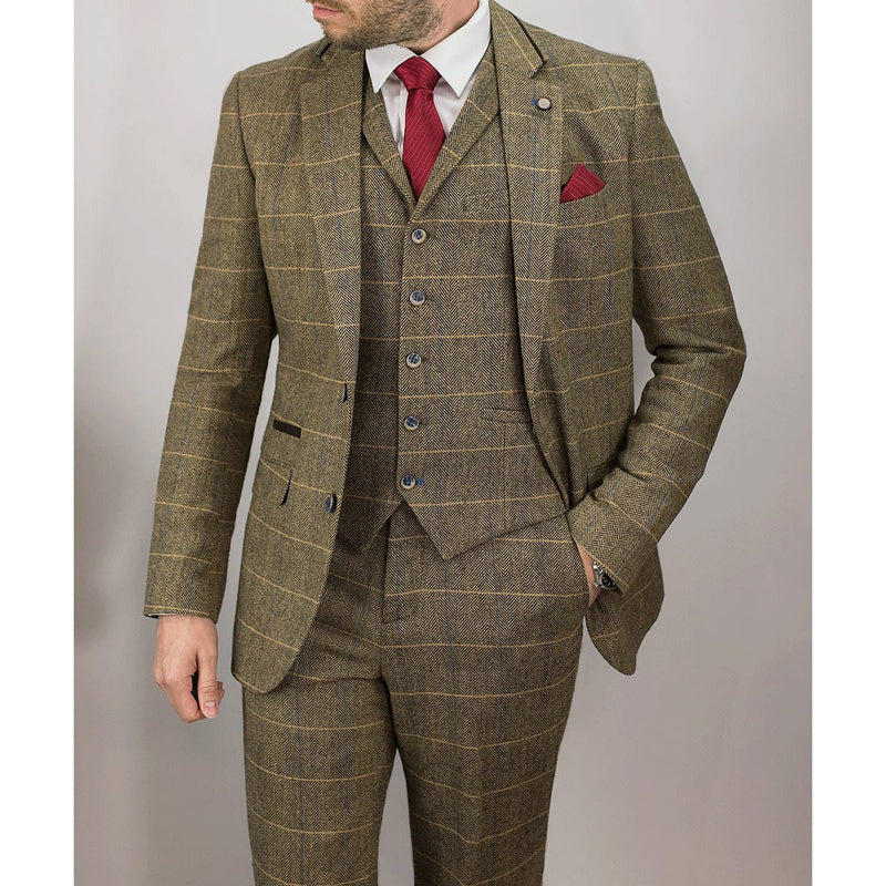 Brown Herringbone Tweed 3 Piece Suit | Leonard Silver