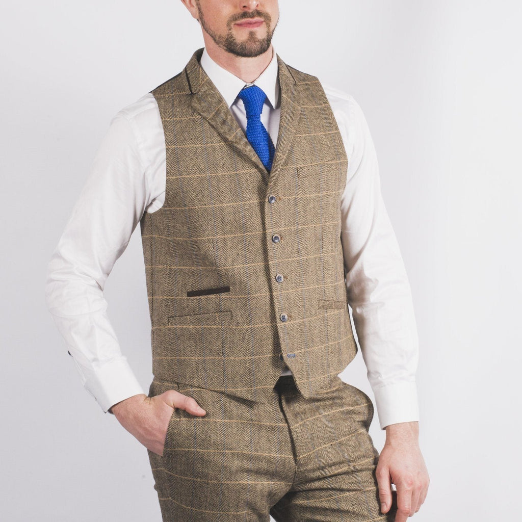 Brown Tweed Waistcoat Wool Mix | Leonard Silver
