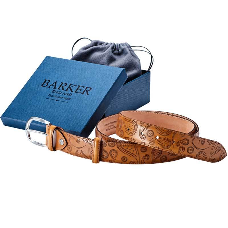 Laser Paisley Cedar Calf Belt - Leonard Silver