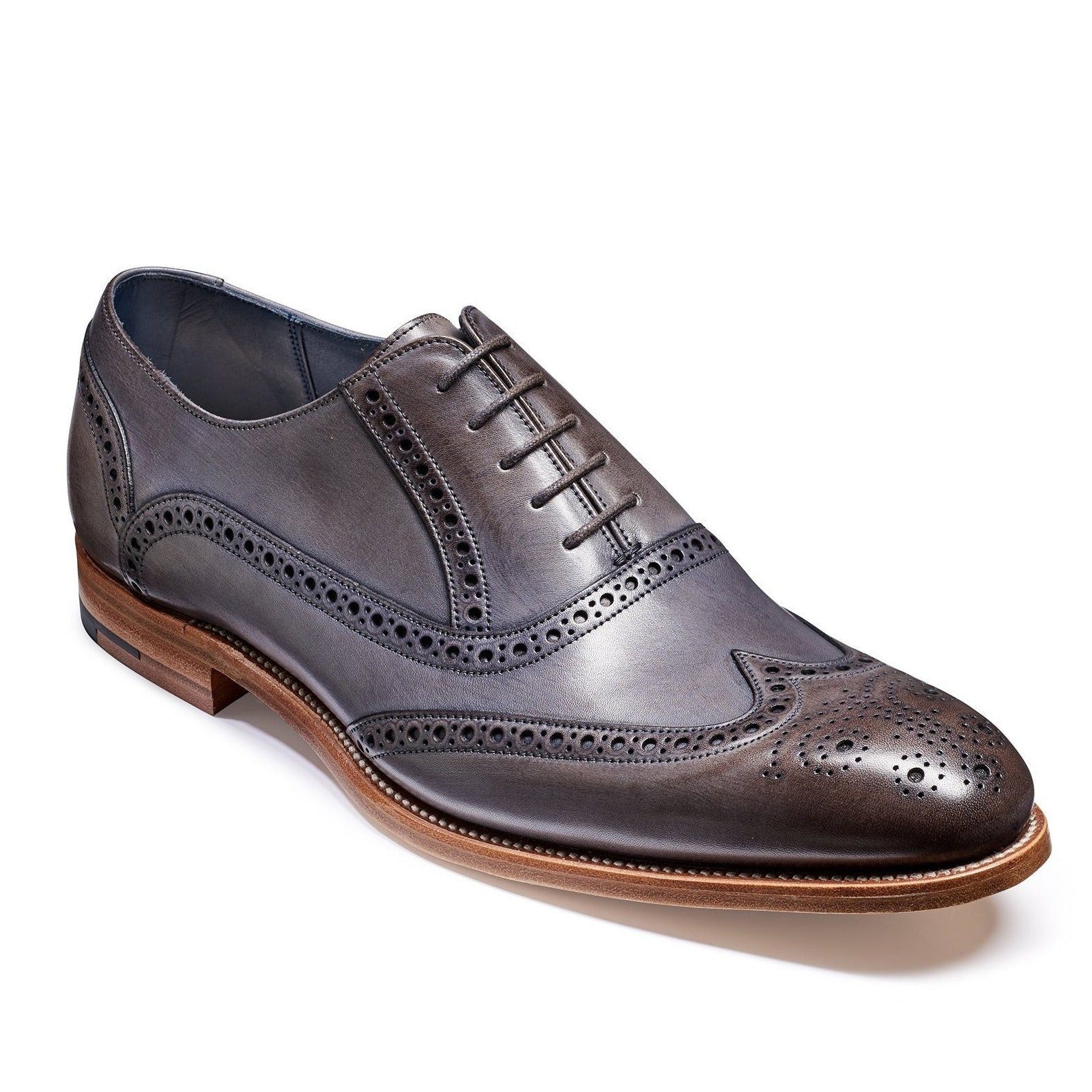 Valiant Grey Painted Brogues - Leonard Silver